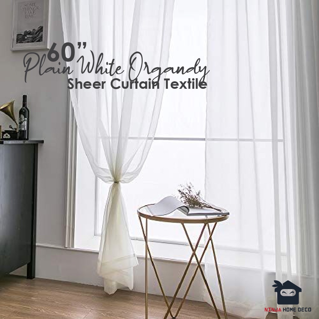 60'' Kain Langsir Sheer Putih Organdi (Width 60'' Plain White Organdy ...