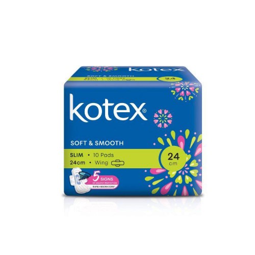 KOTEX SOFT&SMOOTH SLIM WING 24CM 10'S | Shopee Malaysia