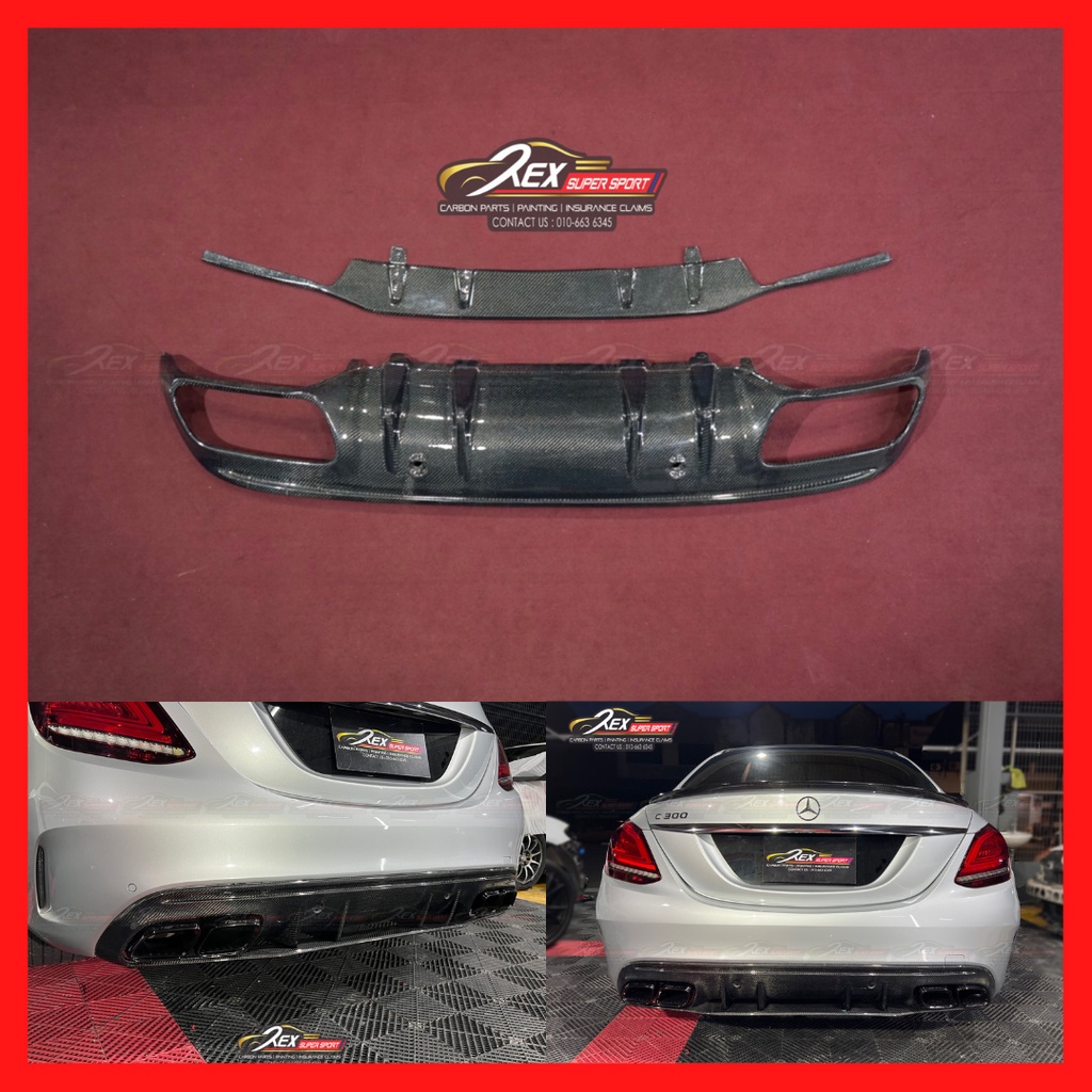 Mercedes Benz C-CLASS W205 C200 C250 C300 C43 C63 Rear Diffuser C63s ...