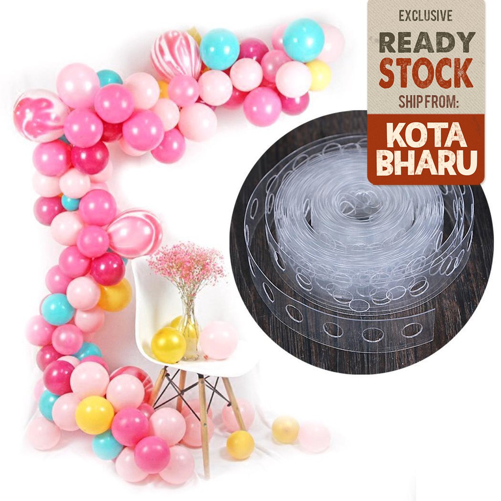 2Holes/5M roll Foil Latex Balloon Arch Chain Clip Birthday Wedding ...