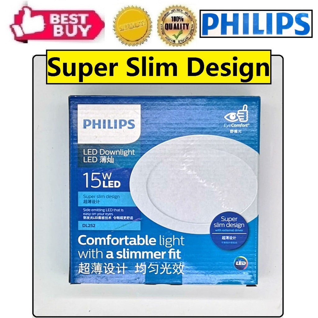 (Super Slim Design) - [15W] LED Downlight (6500K Daylight) (6 Inches ...