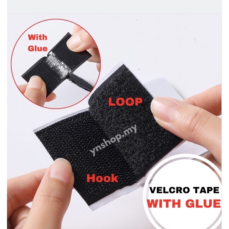 👗Velcro Gam👗 1 Inch 25mm Velcro Tape With Glue Magic Tape 有胶相思带 魔术贴 ...