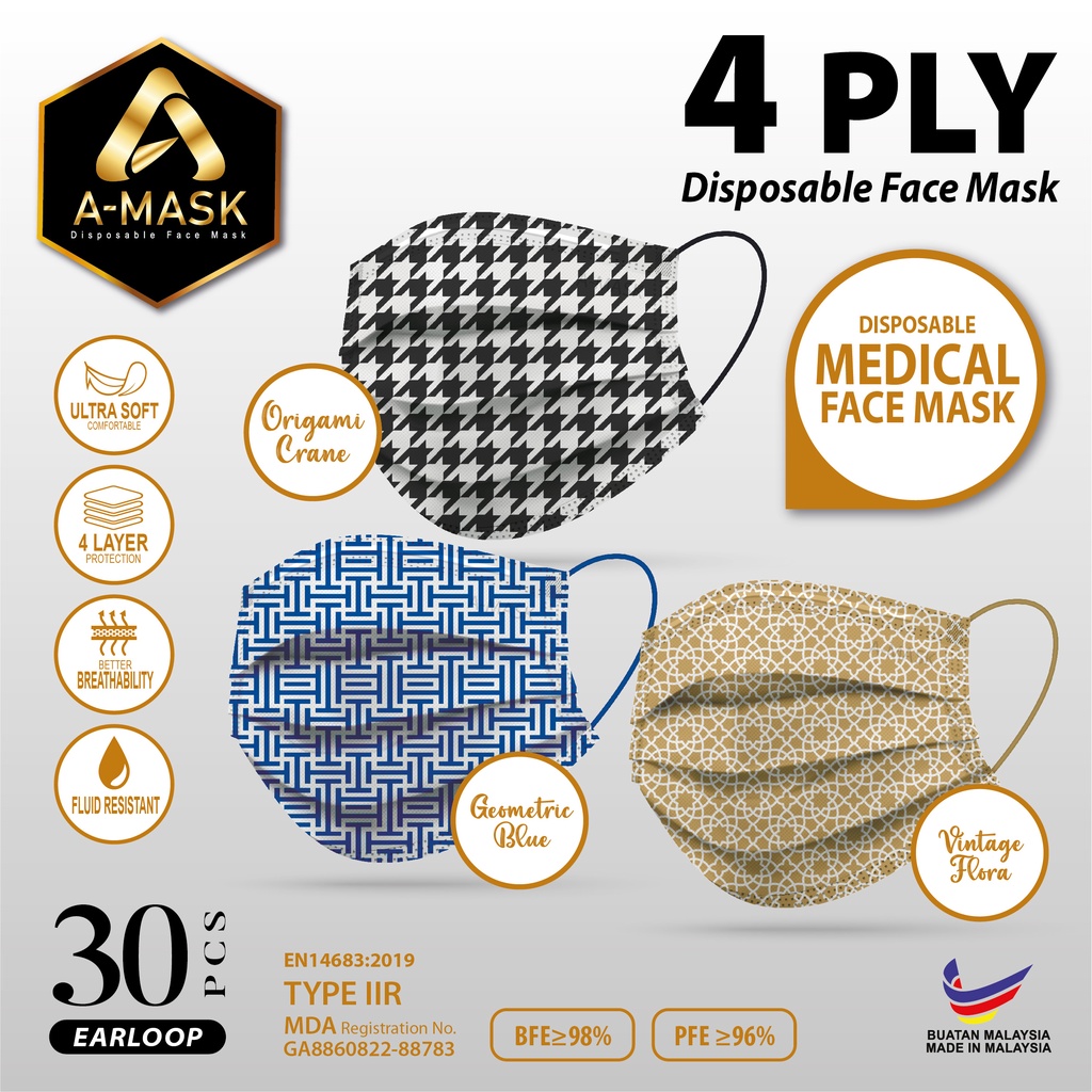 A-MASK 4 Ply Medical Face Mask (Earloop) | Shopee Malaysia