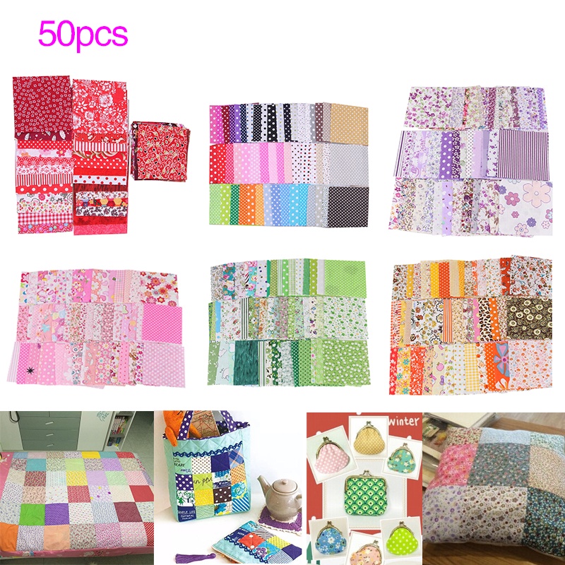 Mixed 50pcs Patchwork Squares Fabric DIY Sewing Cotton Fabric Scraps ...