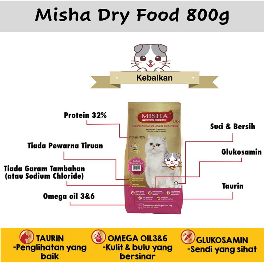 GUN PET Misha Dry Cat food 600g kibbles kibble Makanan Kucing Misha ...