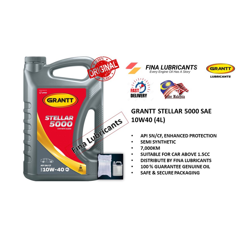 GRANTT STELLAR 5000 SEMI SYNTHETIC 10W40 (4L) 100% ORIGINAL | Shopee ...
