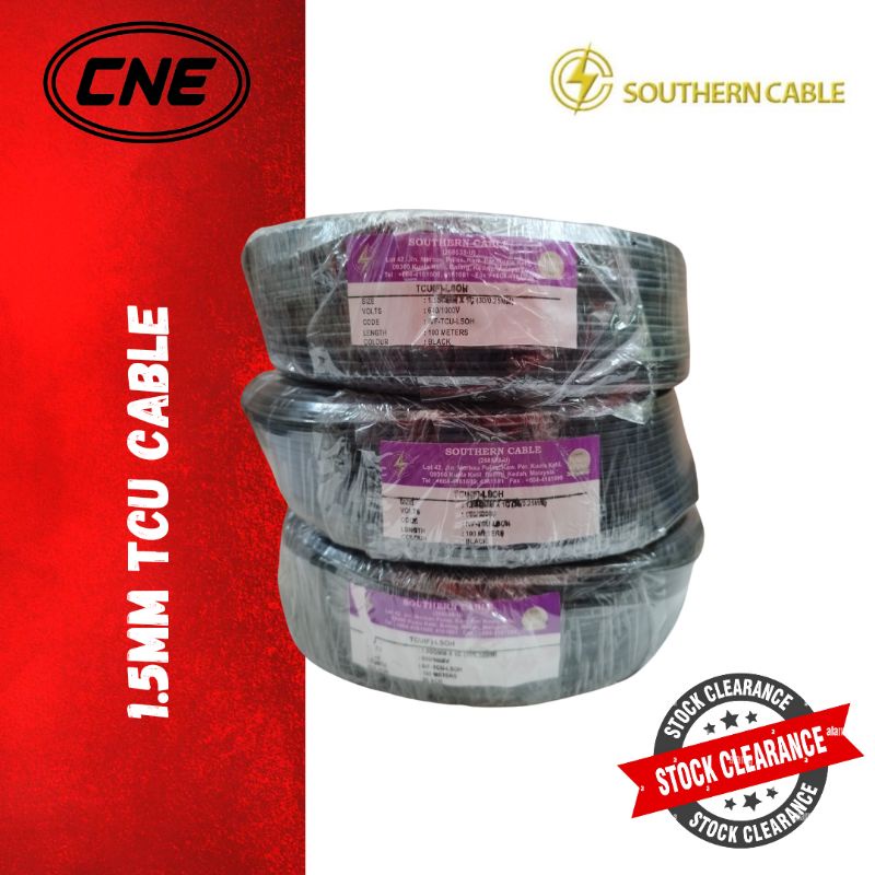‼️🔥CLEAR STOCK🔥‼️ SOUTHERN 1.5mm 100meters TCU CABLE (Black) | Shopee ...
