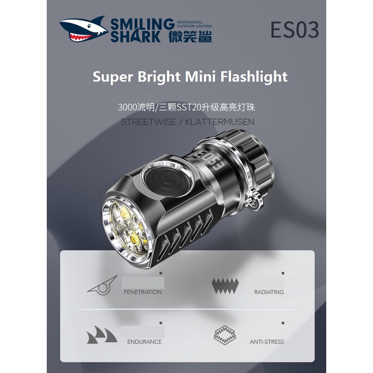 SMILINGSHARK Powerful Torch Light Led SST20 Super Bright Flashlight ...