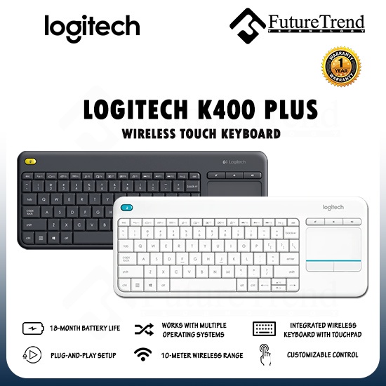 Logitech K400 PLUS Wireless Touch Keyboard HTPC keyboard for PC ...