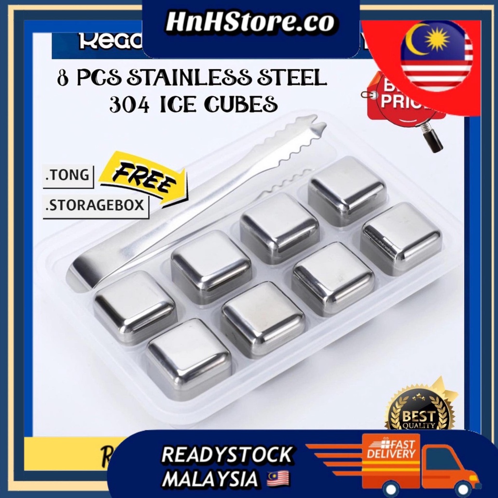 Stainless Steel Ice Cube Set with tongs SS304 Food Grade Reusable Ice ...