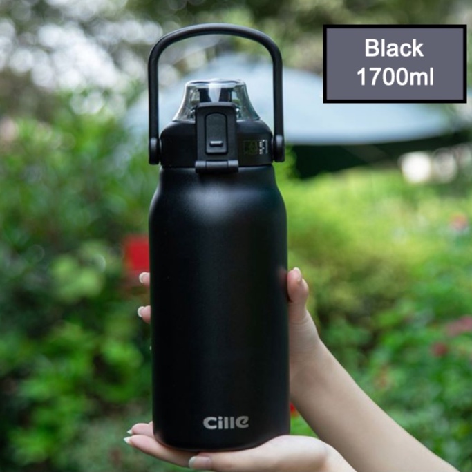 Cille 1.3L/1.7L 316SS Stainless Steel Vacuum Flask Thermoses Water Bottle Premium Bottle (Double ...