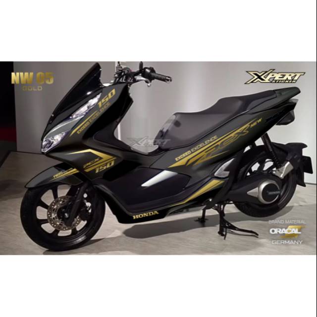 HITAM Cutting black Honda PCX sticker with Gold striping, made from ...
