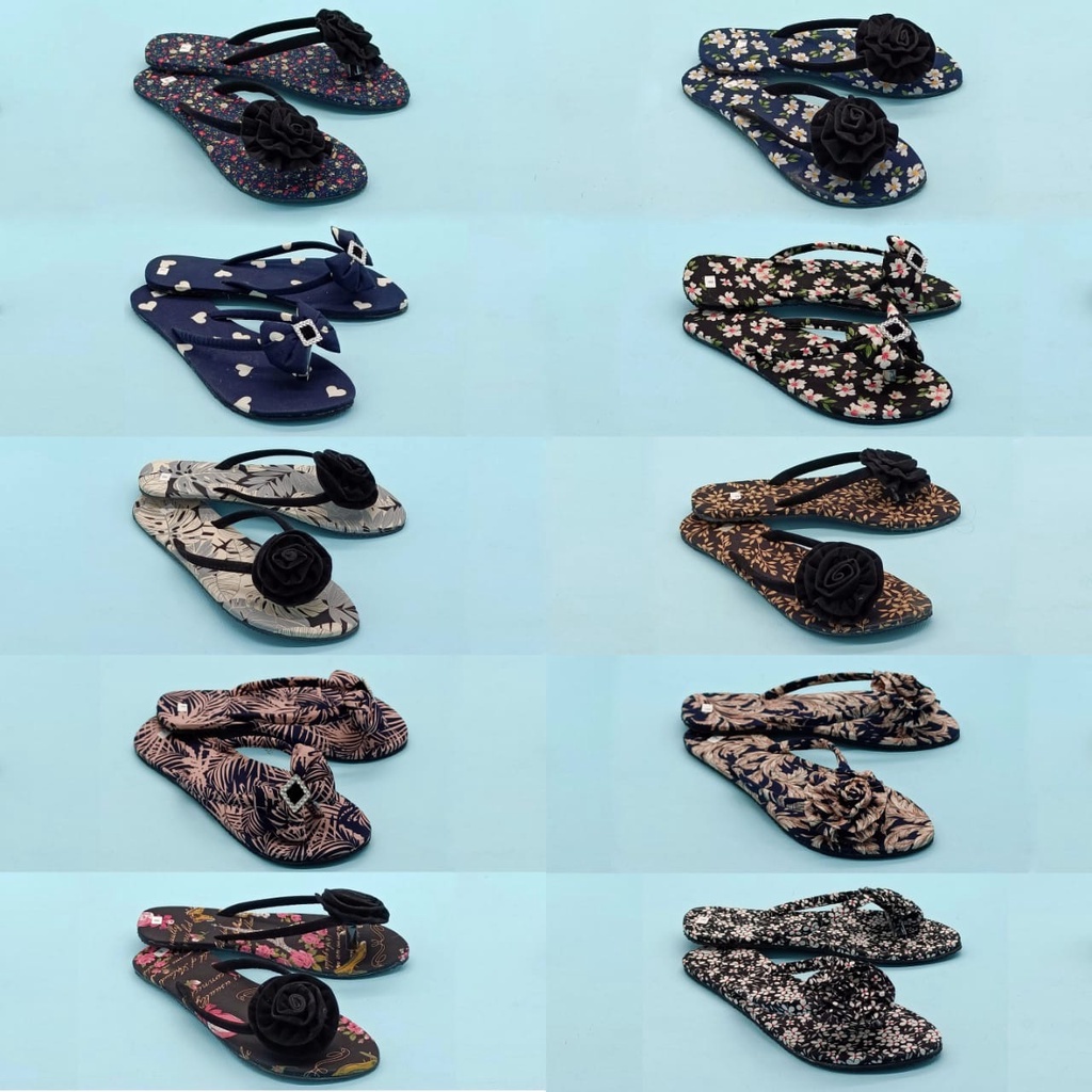 [Size 7 - 9] Women's Ribbon Bow Sandals Lady Slippers Selipar Perempuan ...