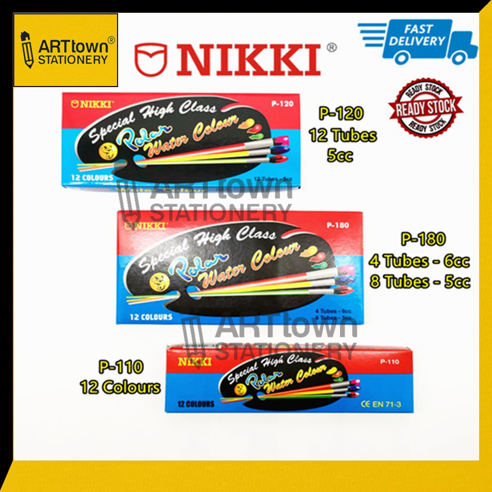 Nikki Water Colour 12 Colours P-110/P-120/P-180 (Ready Stock) | Shopee ...