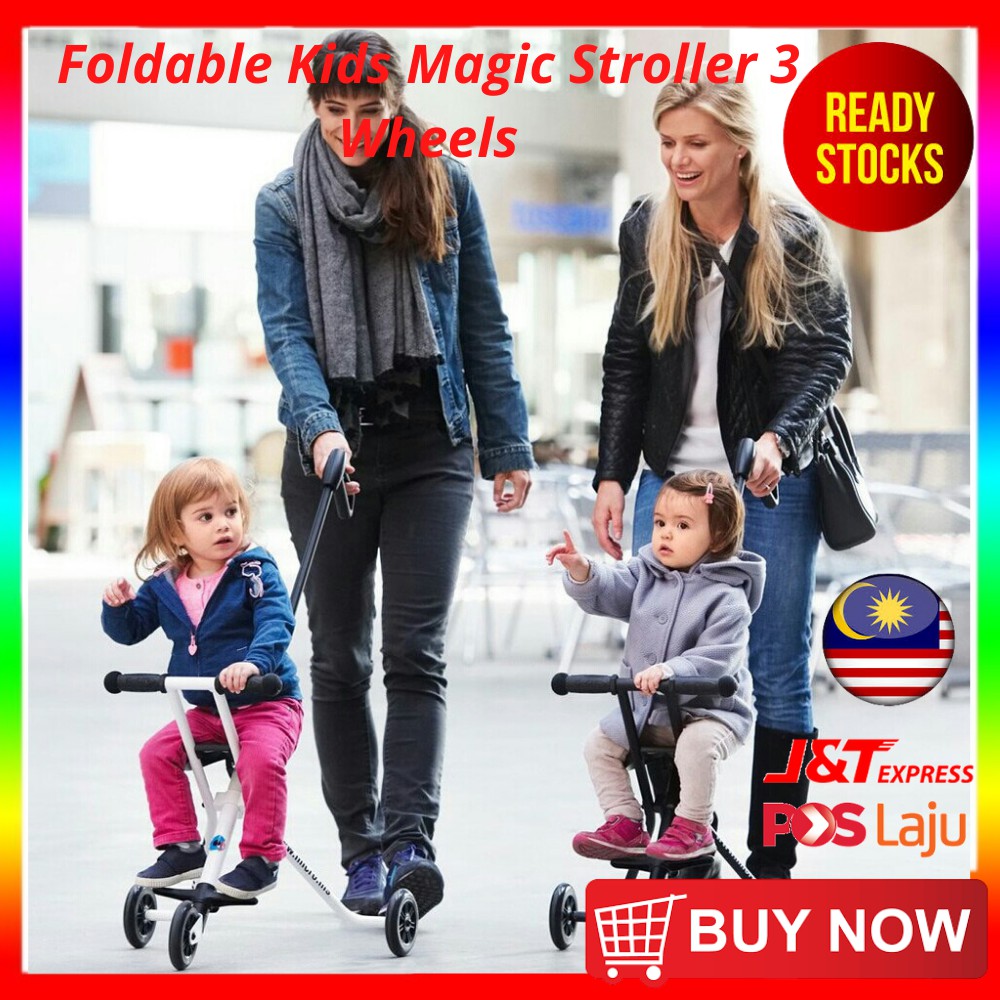 🌟READY STOCK🌟 Foldable Kids Magic Stroller 3 Wheels Trolley Bike Lightweight Baby Tricycle ...