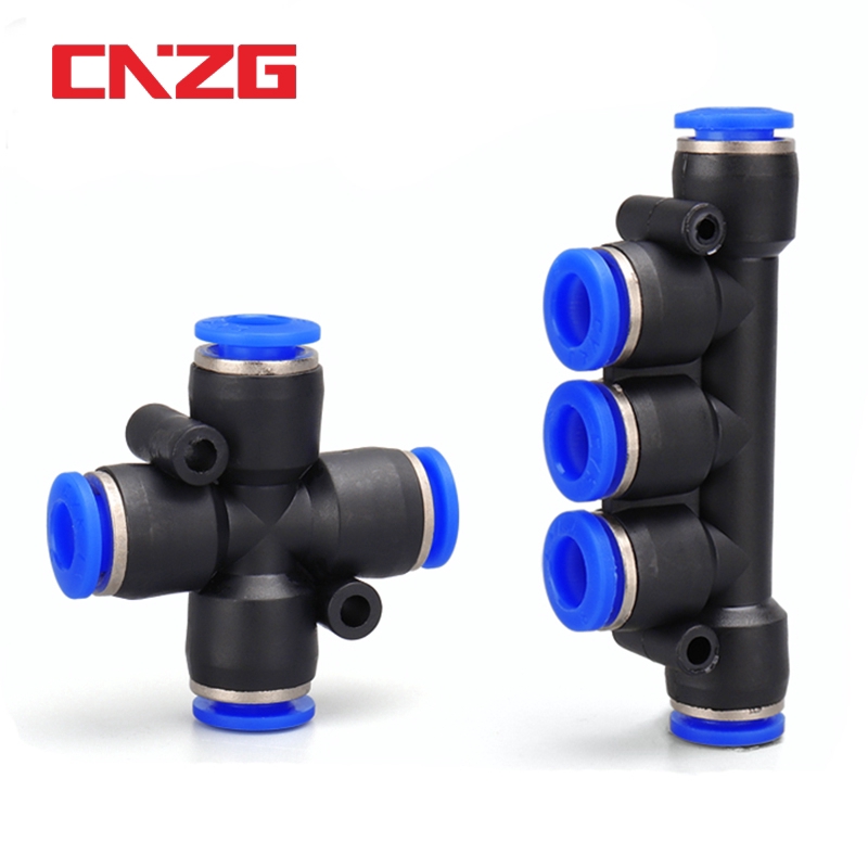 Air Pneumatic Fitting Multi way 5 Way 4 way 4/6/8/10/12mm OD Hose Tube ...