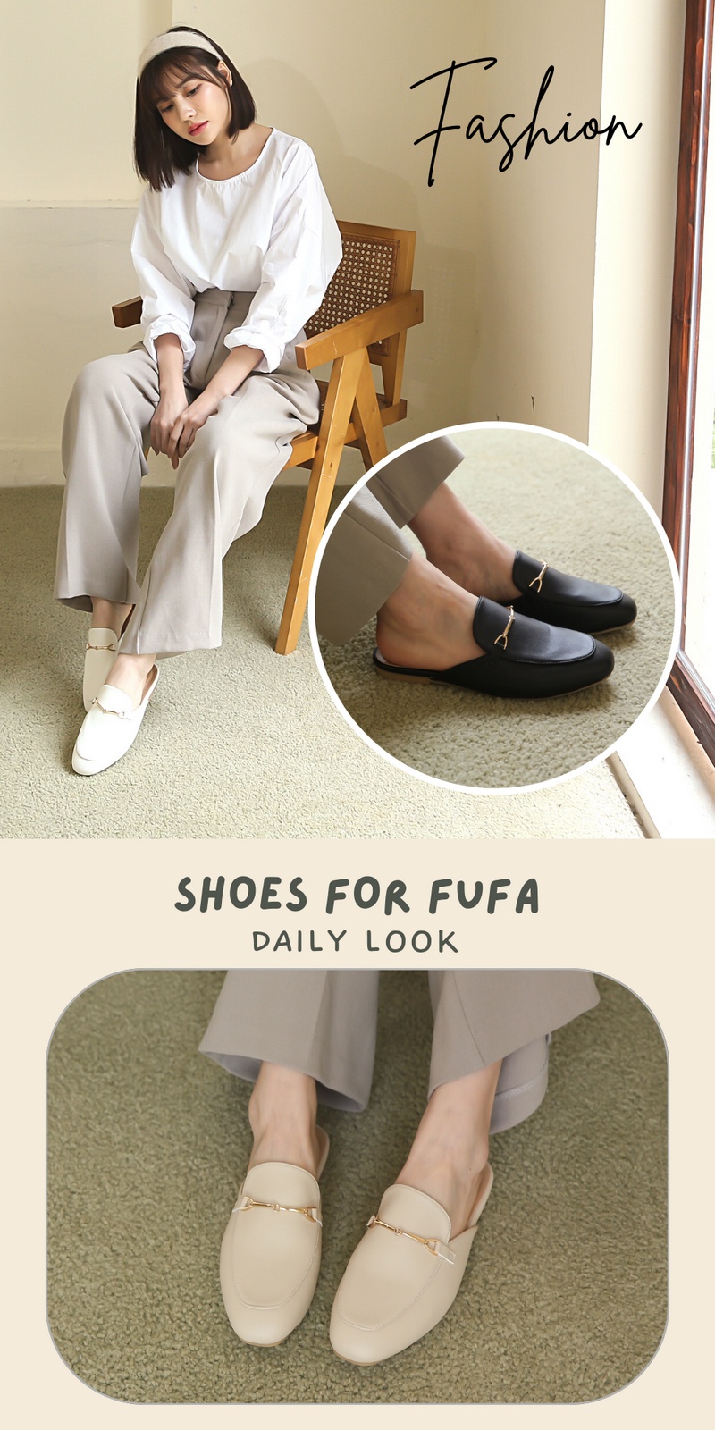 Fufa Shoes [Fufa Brand] British Fashion Horsebit Flat Mules Women's ...