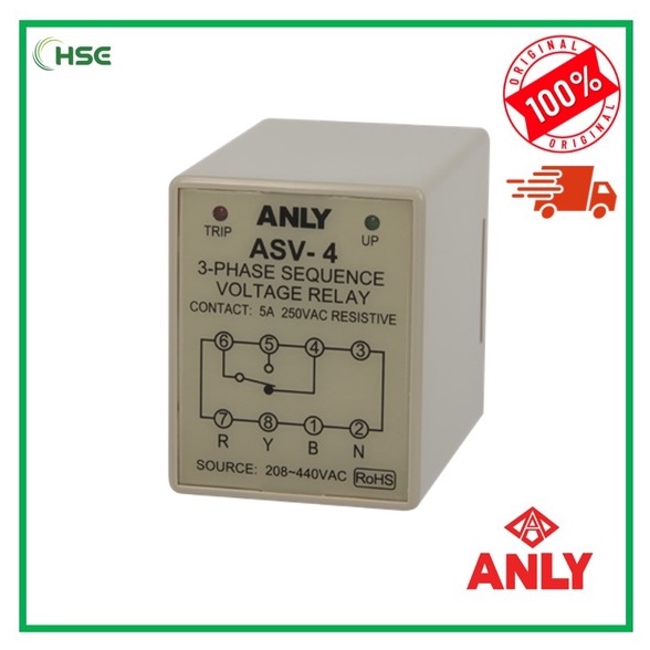 ANLY ASV-4 Sequence Voltage Relay 3 Phase 4 Wire 8 Pin - HSE | Shopee ...