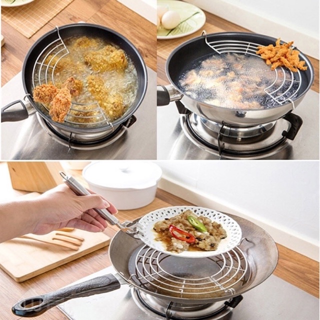Oil Draining Rack Clip-on Pot Steamer Frying Tray Oil Strainer Filter ...