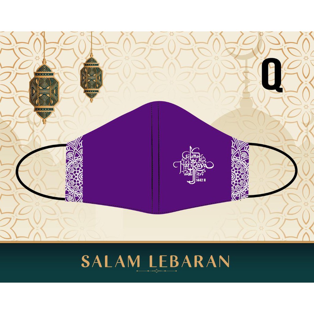 CUSTOM FACE MASK 3 LAYER + DESIGN RAYA AIDILFITRI | MASK RAYA | EARLOOP ...