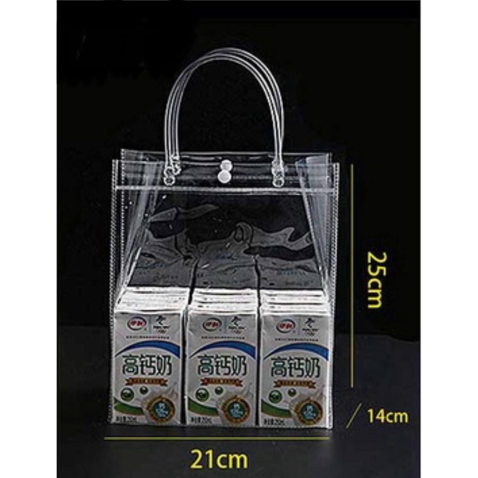 Clear PVC Tote Bag with Button / Transparent Shopping Bag / Fancy ...
