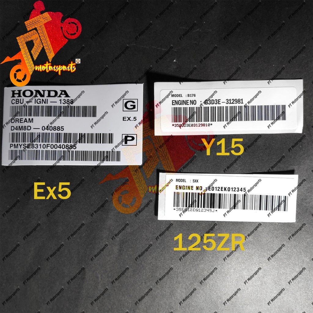 Ex5 125ZR Y15 Sticker Label Motor Baru Serial No Restore Sticker Engine ...