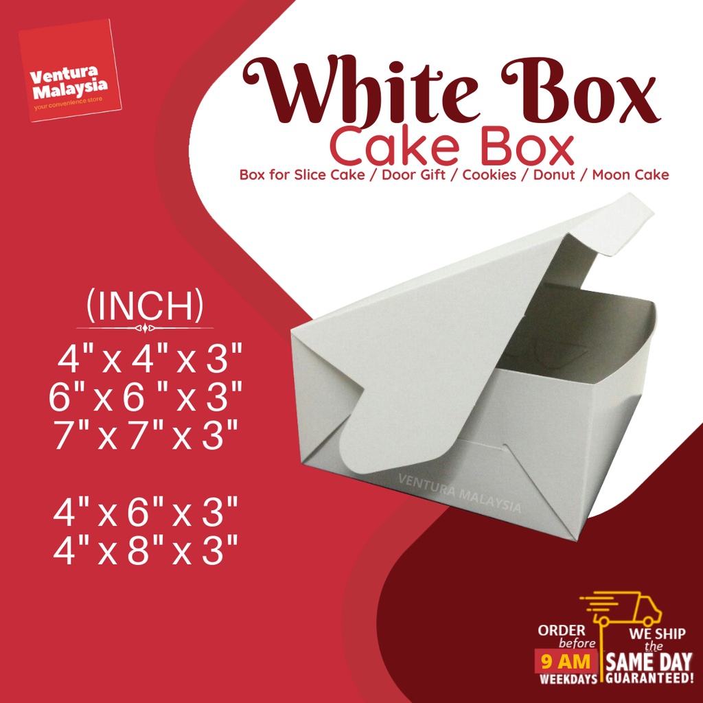 4"x4"x3" / 4"x6"x3" / 6"x6"x3" / 7"x7"x3" White Box Pizza Box Talam Box ...