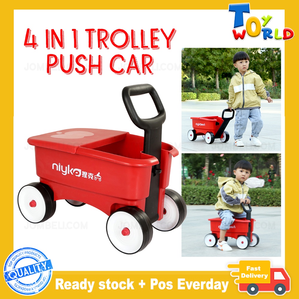 4 IN 1 TROLLEY PUSH CAR baby kids cozy ride on Toy Wagon | Shopee Malaysia