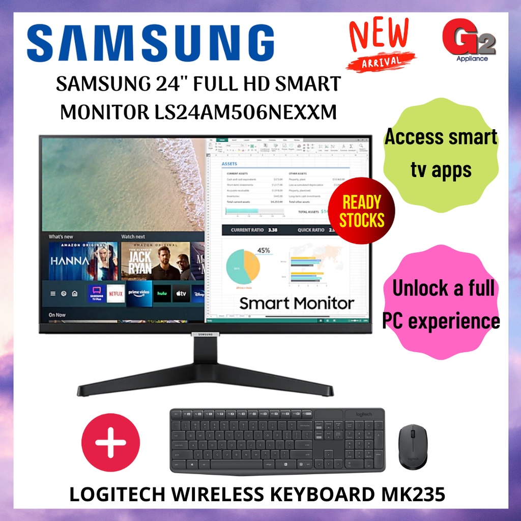 SAMSUNG (Authorised Dealer) 24'' FULL HD SMART MONITOR LS24AM506NEXXM ...