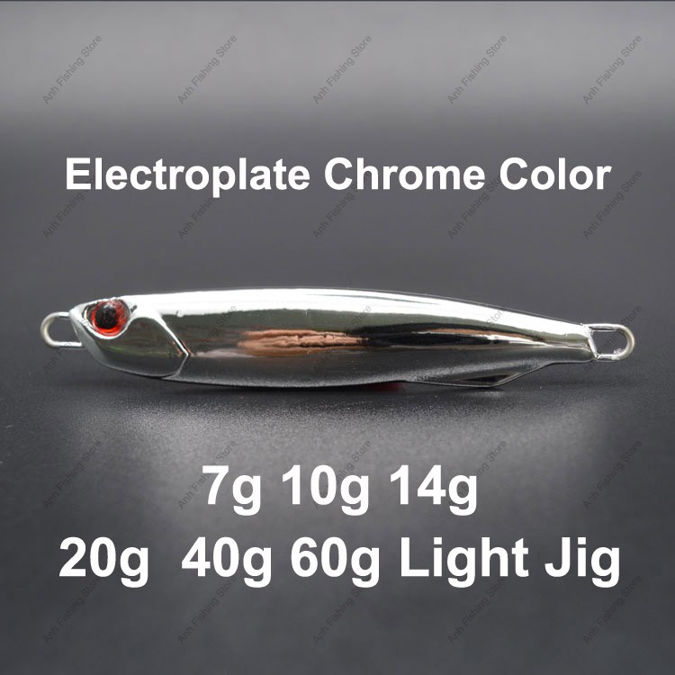 ANH Electroplate Chrome Japan Style Jig 7g / 10g / 15g / 20g / 40g / 60g for Light Micro Jigging ...