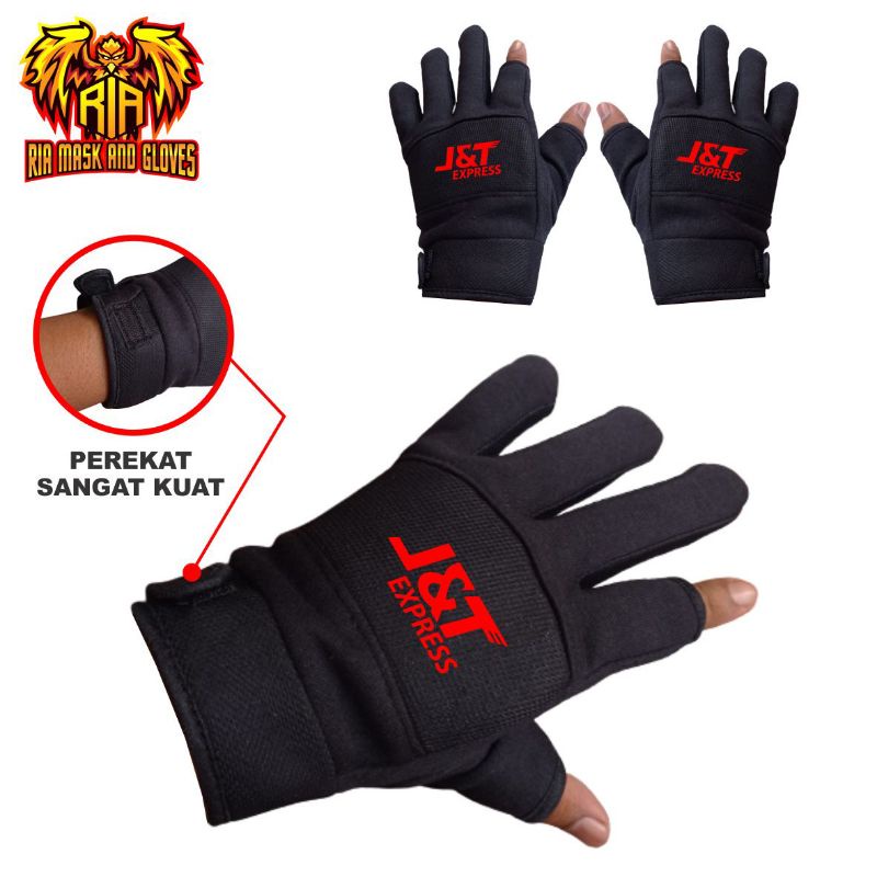 HP HITAM Thick Black Motorcycle Gloves JNT JT Index Finger Open Thumb ...