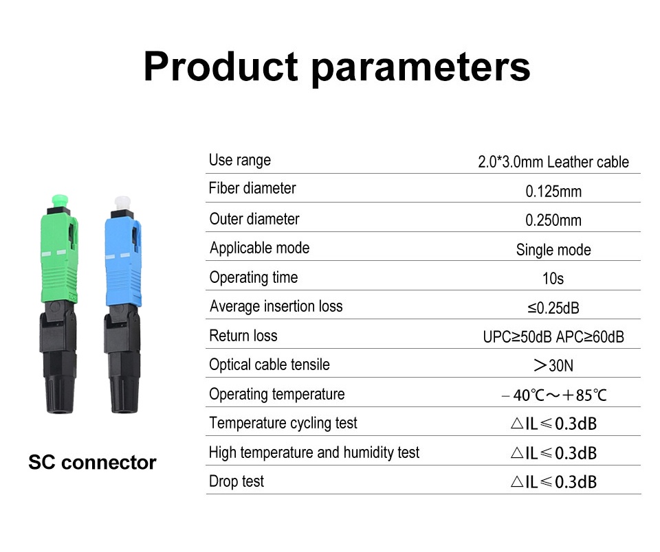 FTTH SC single-mode fiber optic SC APC quick connector Fiber Optic Fast Connecto ...