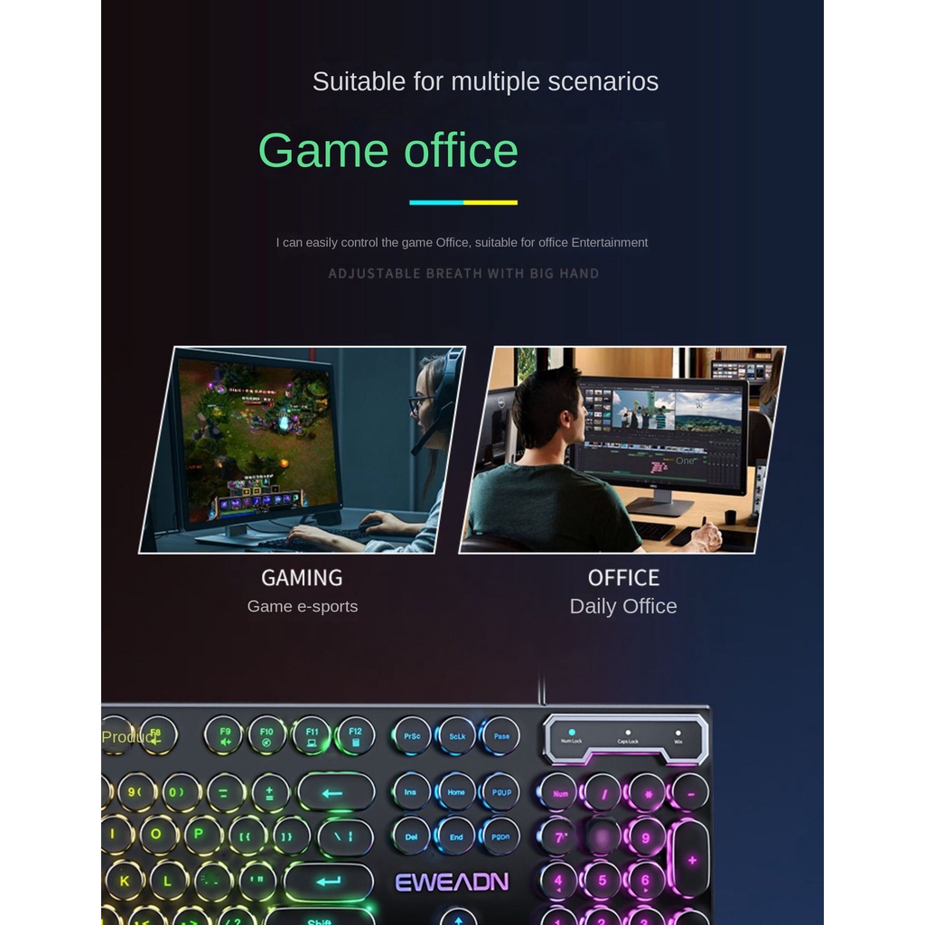 GX30S Wired Rainbow Backlit Keyboard Mouse Set RGB 104 Key 2.4G Laser ...