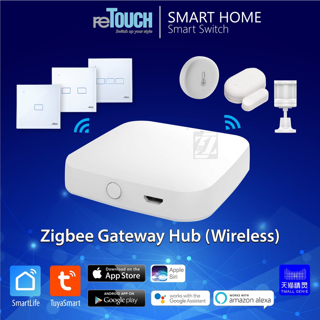 Retouch Zigbee Wireless Gateway Hub Smart Home Remote Switch Tuya