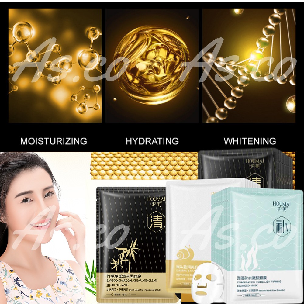 Houmai Mask Muka Skincare Bamboo Charcoal Seaweed Snail Ginseng Repair ...