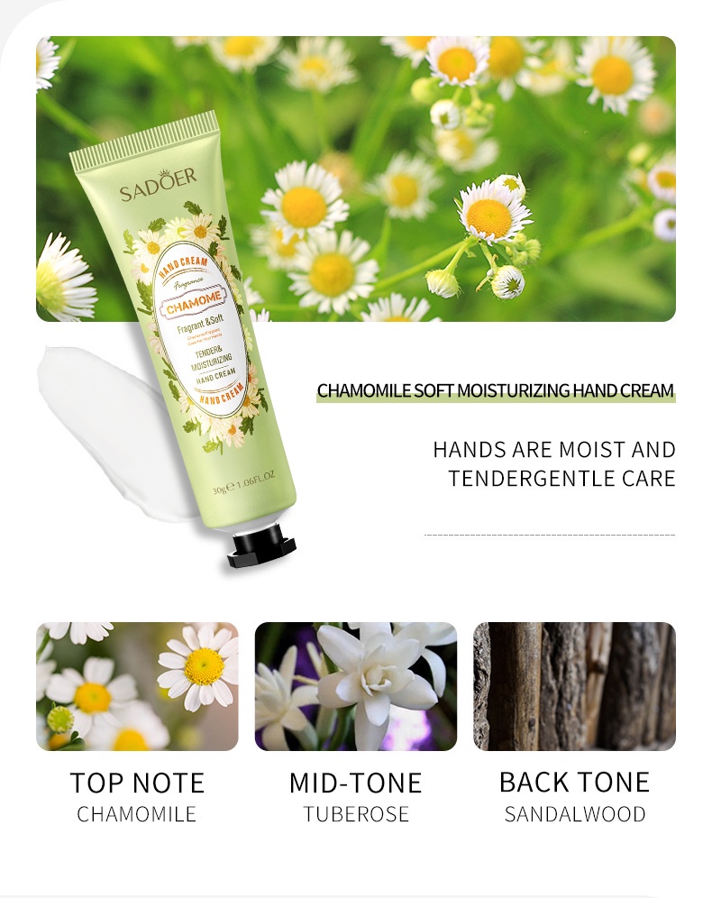 SADOER Plant Extract Hand Cream 30g Moisturizing Hand Cream Hydrating Skin Care Rose Chamomile ...