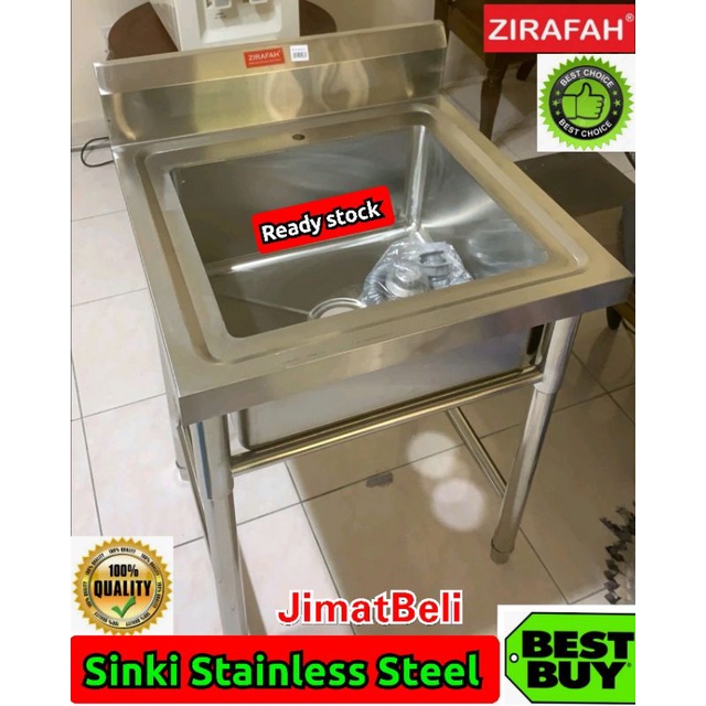 Sinki Stainless Steel Commercial Single Bowl Kitchen Sink Heavy Duty ...