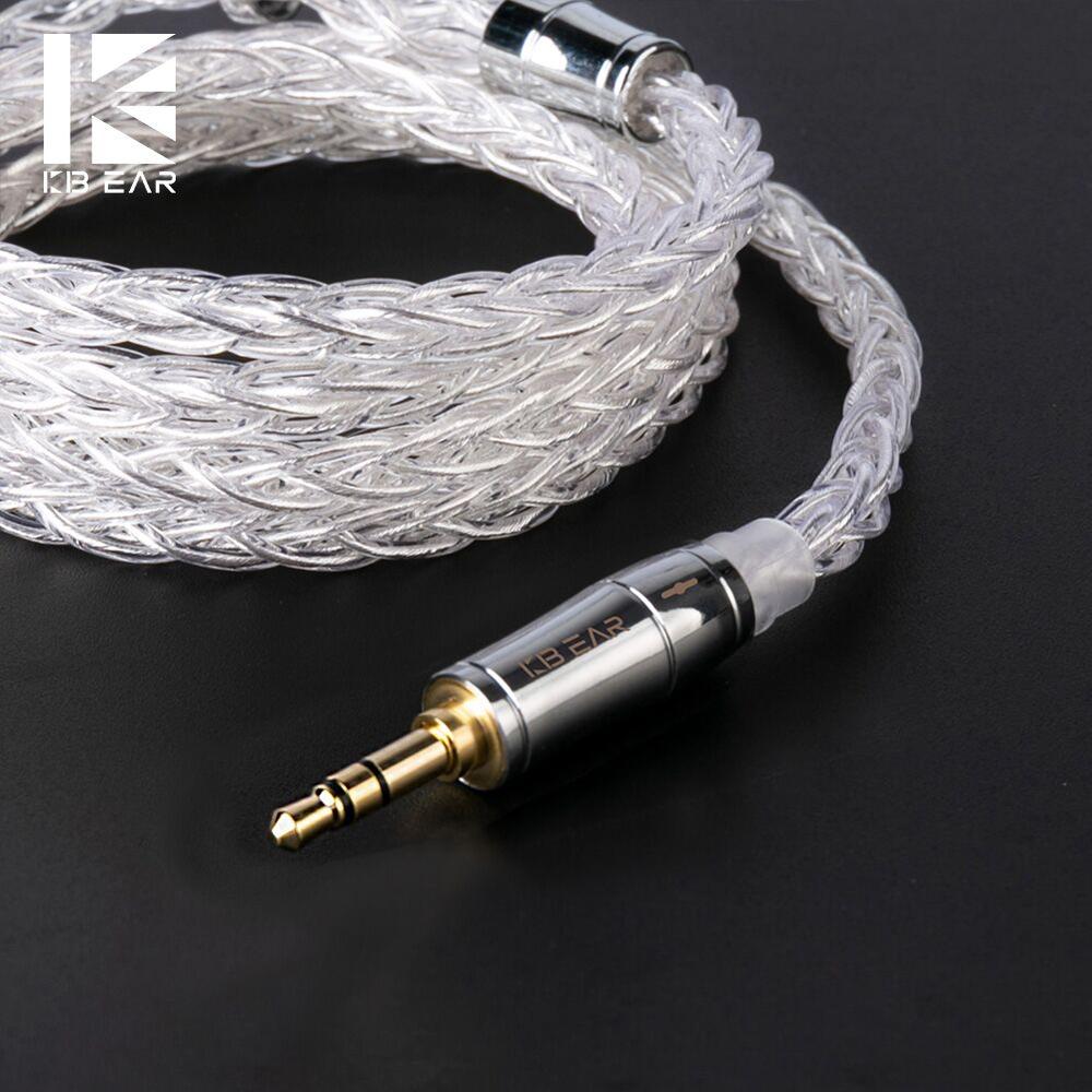 KBEAR Limpid Pro 8 Core Pure Silver Cable 2.5/3.5/4.4MM With MMCX/2pin ...