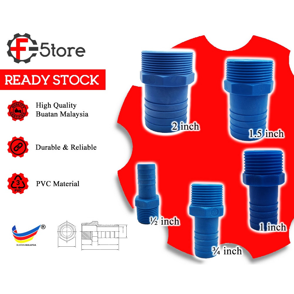 [Ready Stock] PVC KC Nipple / Hose Nipple / Pipe Fittings / Connector ...