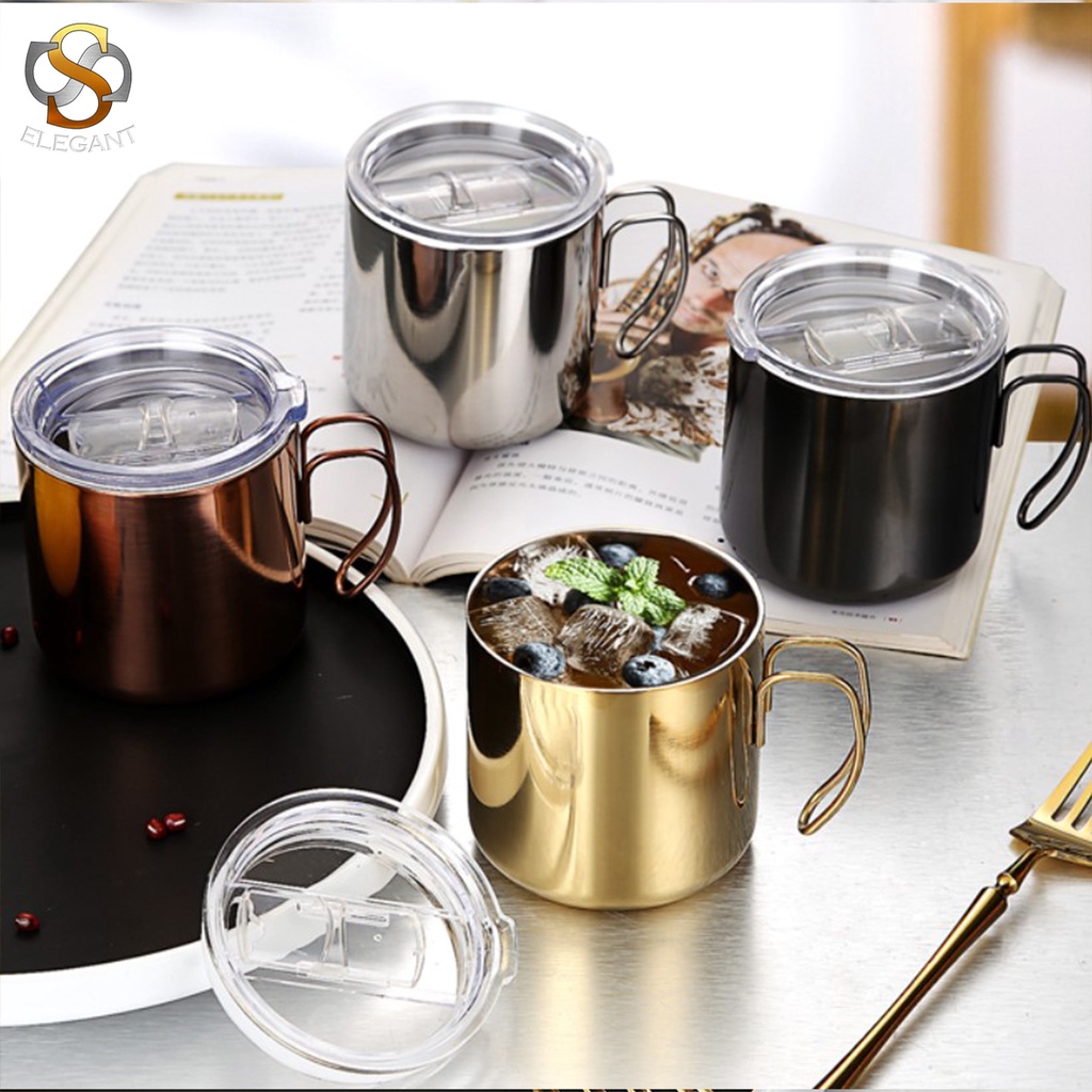 304 Stainless Steel 355ml Office Drinking Handle Mug Nordic Industrial ...