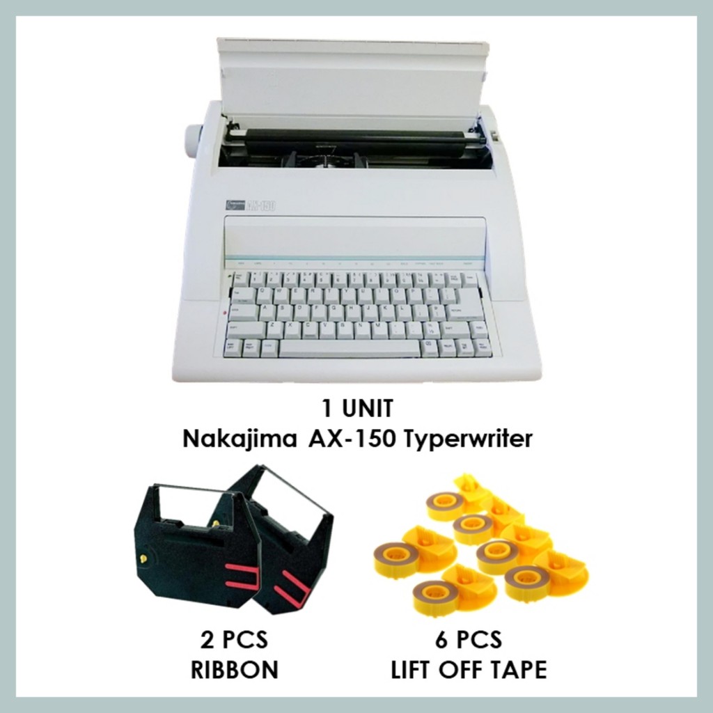 Electronic Typewriter Nakajima AX-150(A4 Size) Package Comes With Ribbon(1+2Pcs) & Lift Off Tape ...