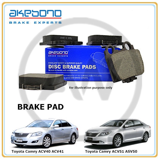 AKEBONO Japan Toyota Camry ACV40 ACV41 ACV51 ASV51 ASV50 AVV50 2006-2017 Front Rear Disc Brake ...