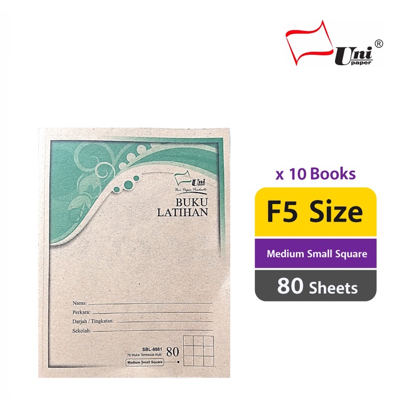UNI F5 Buku Latihan / Exercise Book 80 Pages - 10's / Pack | Shopee ...