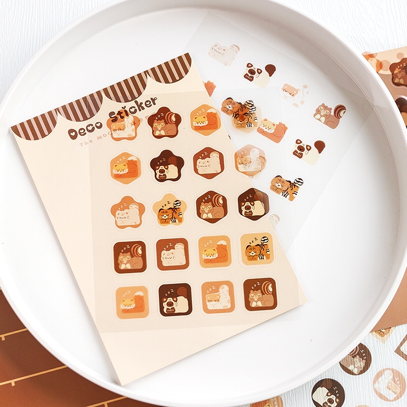 MUMU Mocha Family Series PVC Cute Cartoon Animal DIY deco Sticker ...