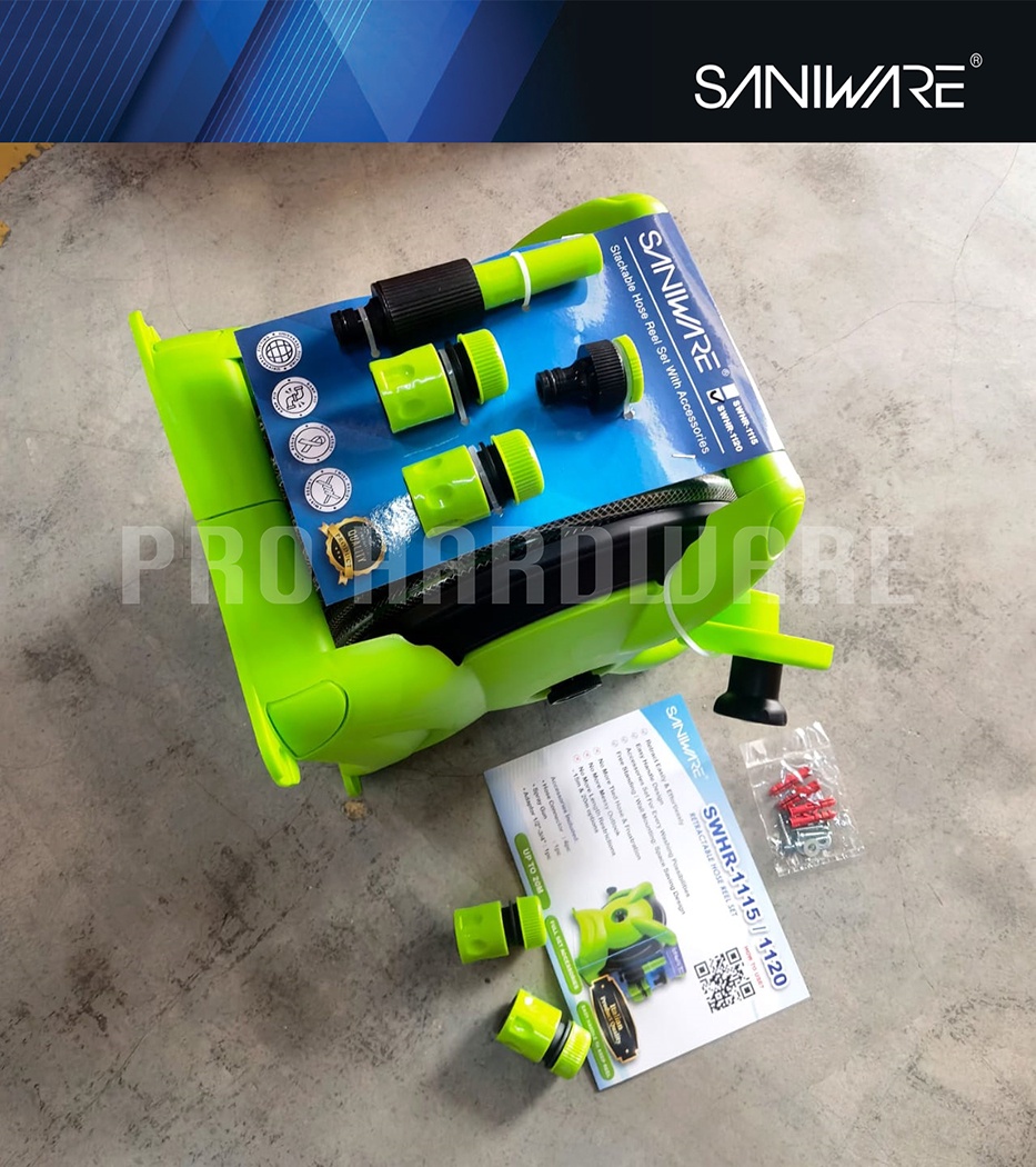 SANIWARE High Quality 15m & 20m Wall Mounted Retractable Hose Reel ...