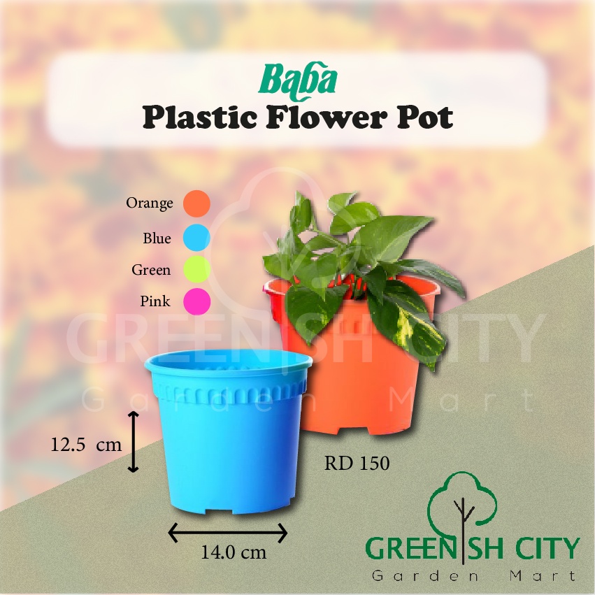 GNC - Baba RD-150 Multi Colour Plastic Planting Pot Pasu Bunga Pokok ...