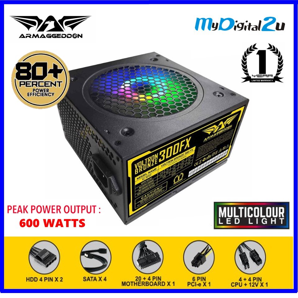 Armaggeddon Voltron Bronze 300FX Power Supply with 120mm Led Fan | Shopee Malaysia