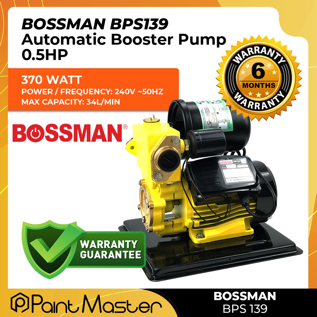 BOSSMAN 370W 0.5HP AUTO WATER BOOSTER PUMP BPS139 | Shopee Malaysia