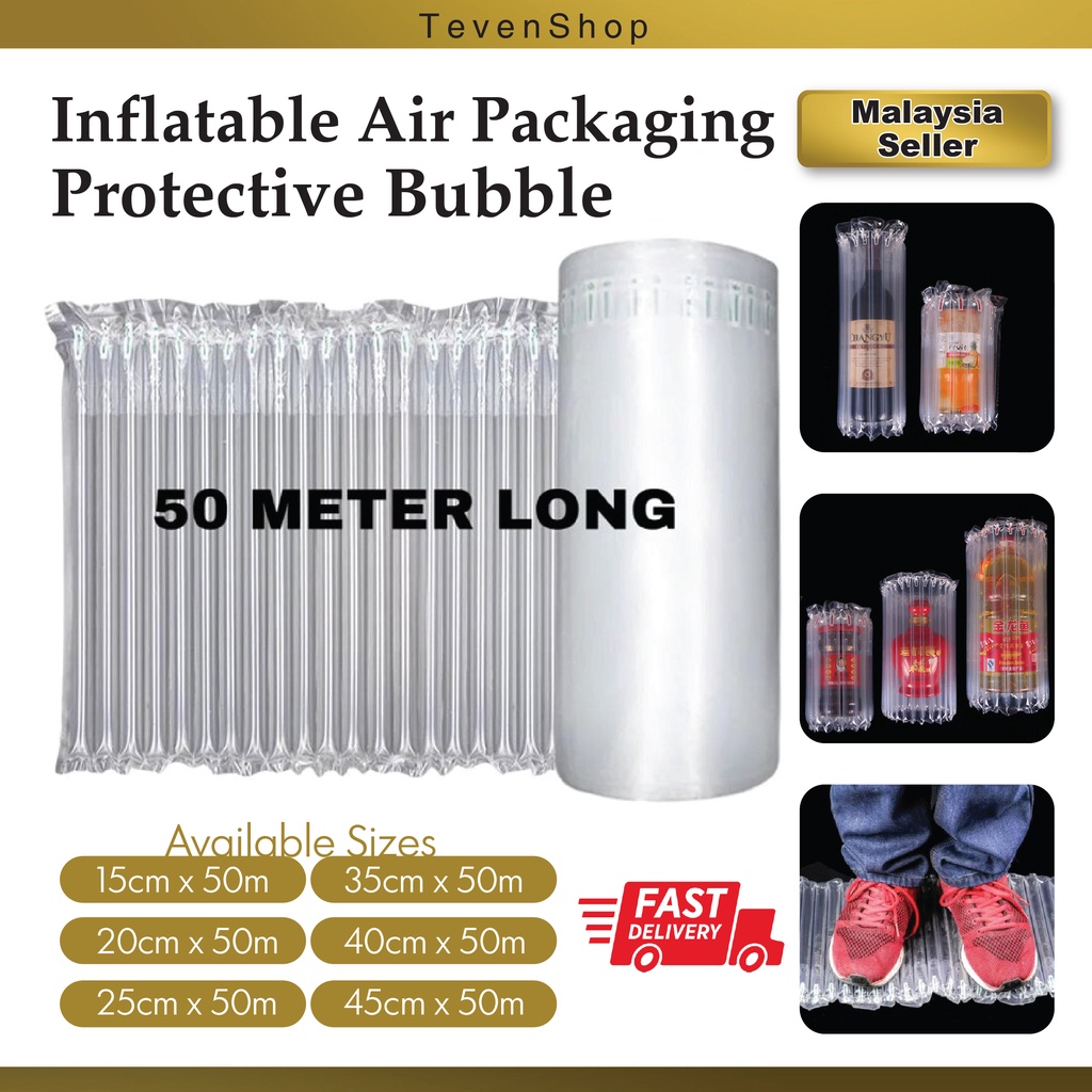 50M Inflatable 65um Courier Bubble Wrap Packaging Protective Bubble Air ...