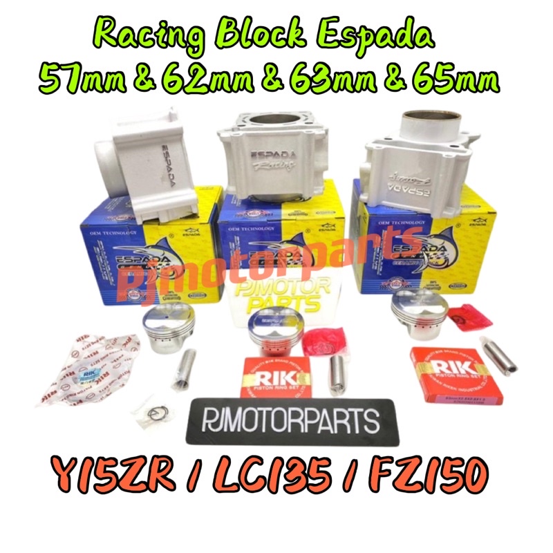 Y15ZR Y15 LC135 FZ150 FZ 150 i 57mm 62mm 63mm 65mm (100% Original Espada) Racing Block Ceramic ...